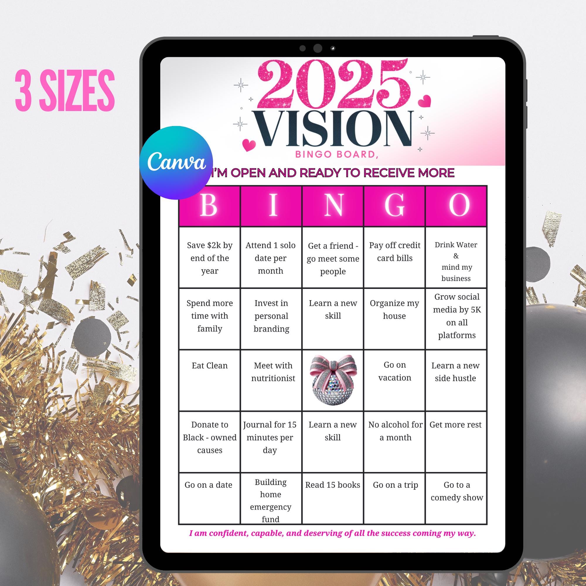 2025 Vision Bingo Board Bundle, 2025 Bingo Card, Bingo Card, 2025 ...