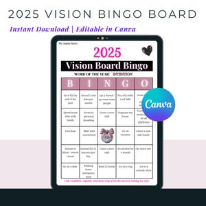 2025 Vision Bingo Board Bundle, Bingo Card, Manifestation Goal Setting ...