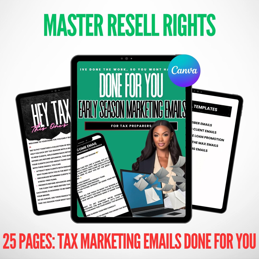 Tax Season Email Templates: Marketing for Tax Pros (canva, MRR) - Etsy