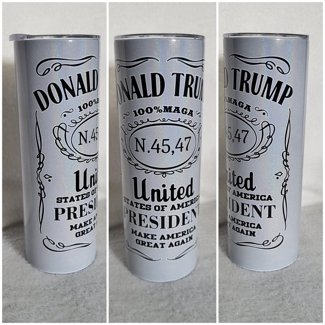 Donald Trump Whiskey Label 20oz Skinny Shimmer Tumbler, Trump Tumbler ...