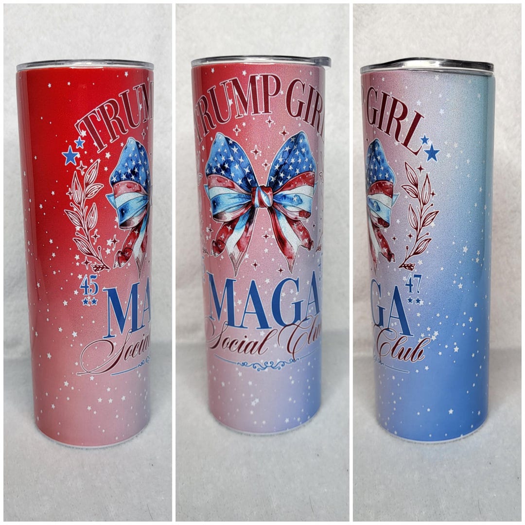 Trump Girl MAGA Social Club 20oz Skinny Shimmer Tumbler, Trump Tumbler ...