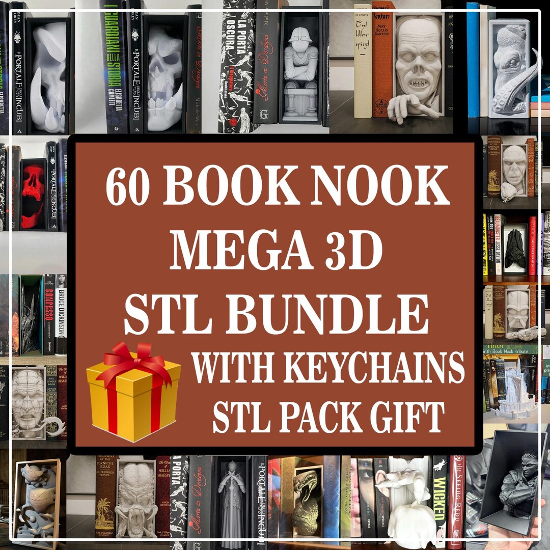 Book Nook Mega STL Bundle, 60 Unique Different Design, Book Holder Stl ...
