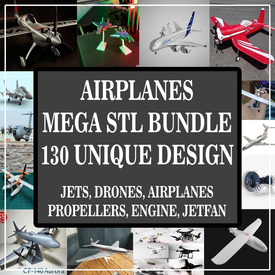 Airplanes STL Mega Bundle, Aircraft Stl Designs, 130 Unique Models ...