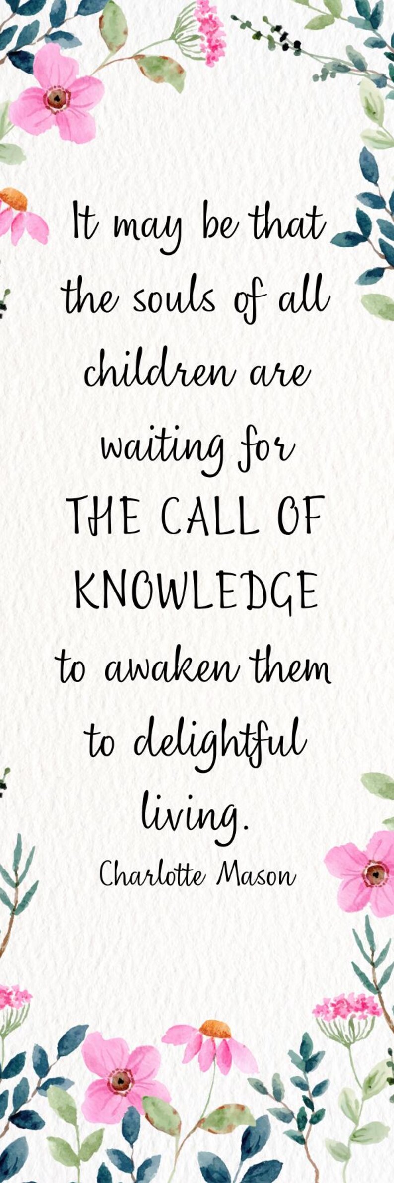 Charlotte Mason Quotes Digital Printable Bookmark Bundle, Bookmarks for ...