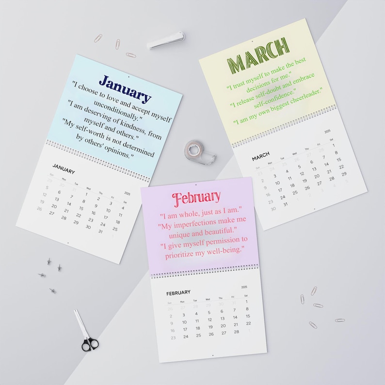 Self Love 2025 Calendar 2025 Calendar, Positive Affirmation Days ...