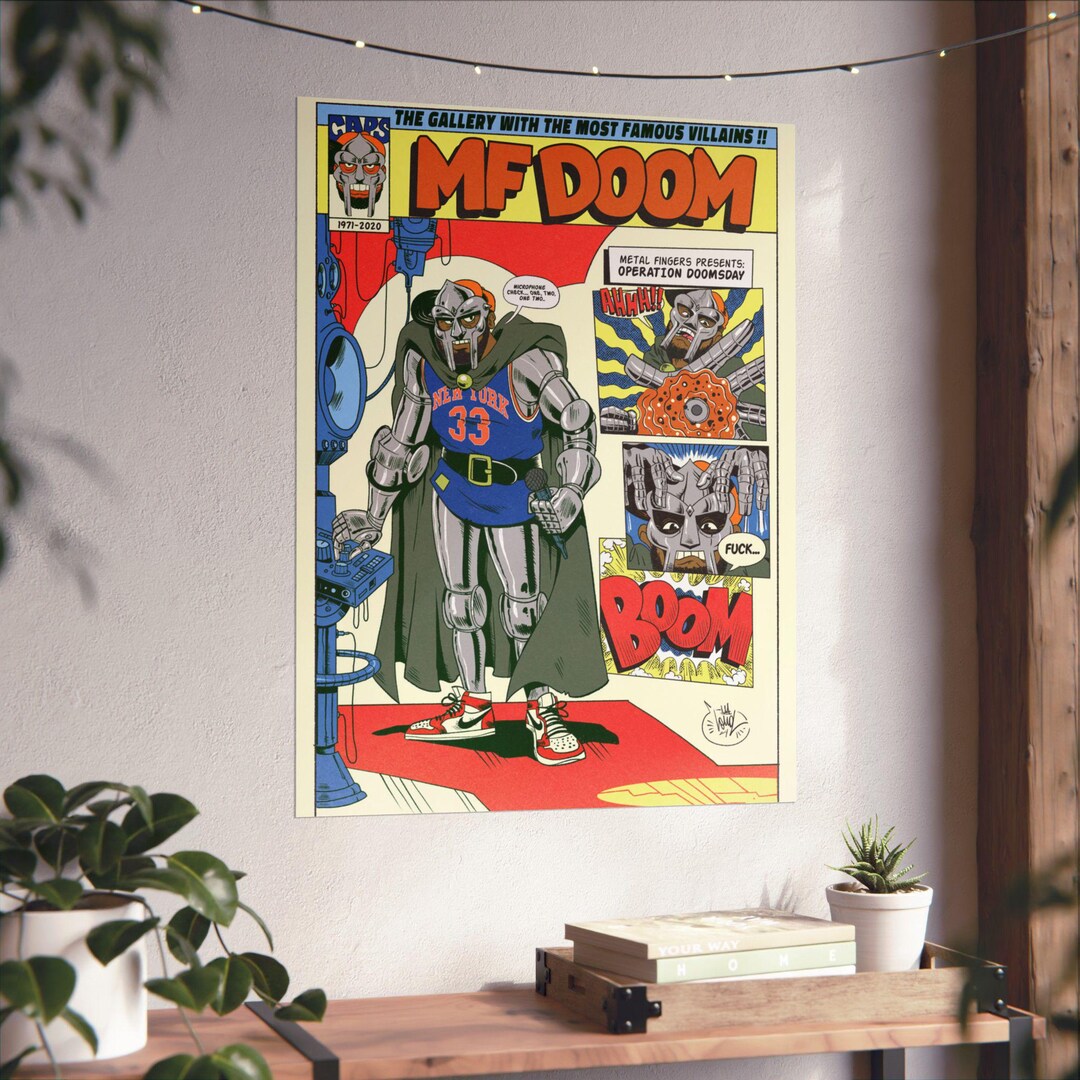 MF DOOM Comic Poster, Metallic Tone Poster, Hip Hop Poster, Rap Poster ...