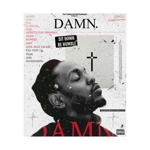 Kendrick Lamar DAMN Poster Print, Hip Hop, Rap Poster, Kendrick Lamar ...