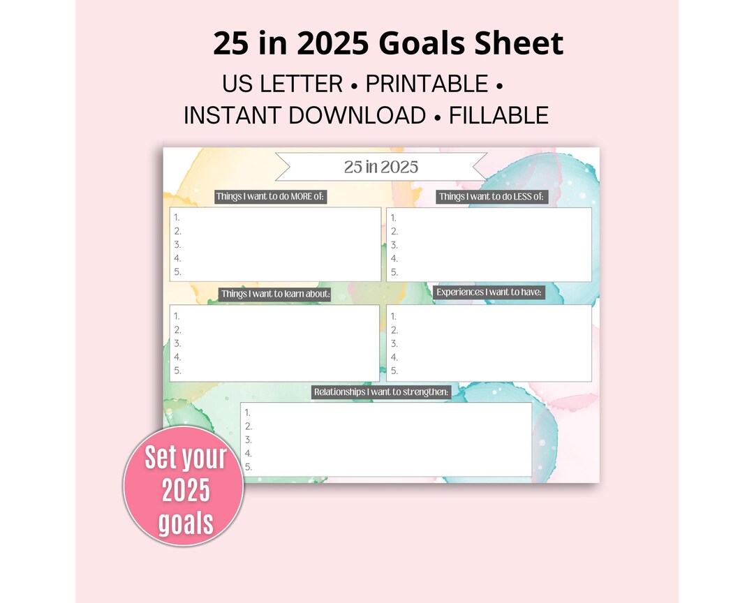 25 in 2025 Goal Setting Organizer - Etsy