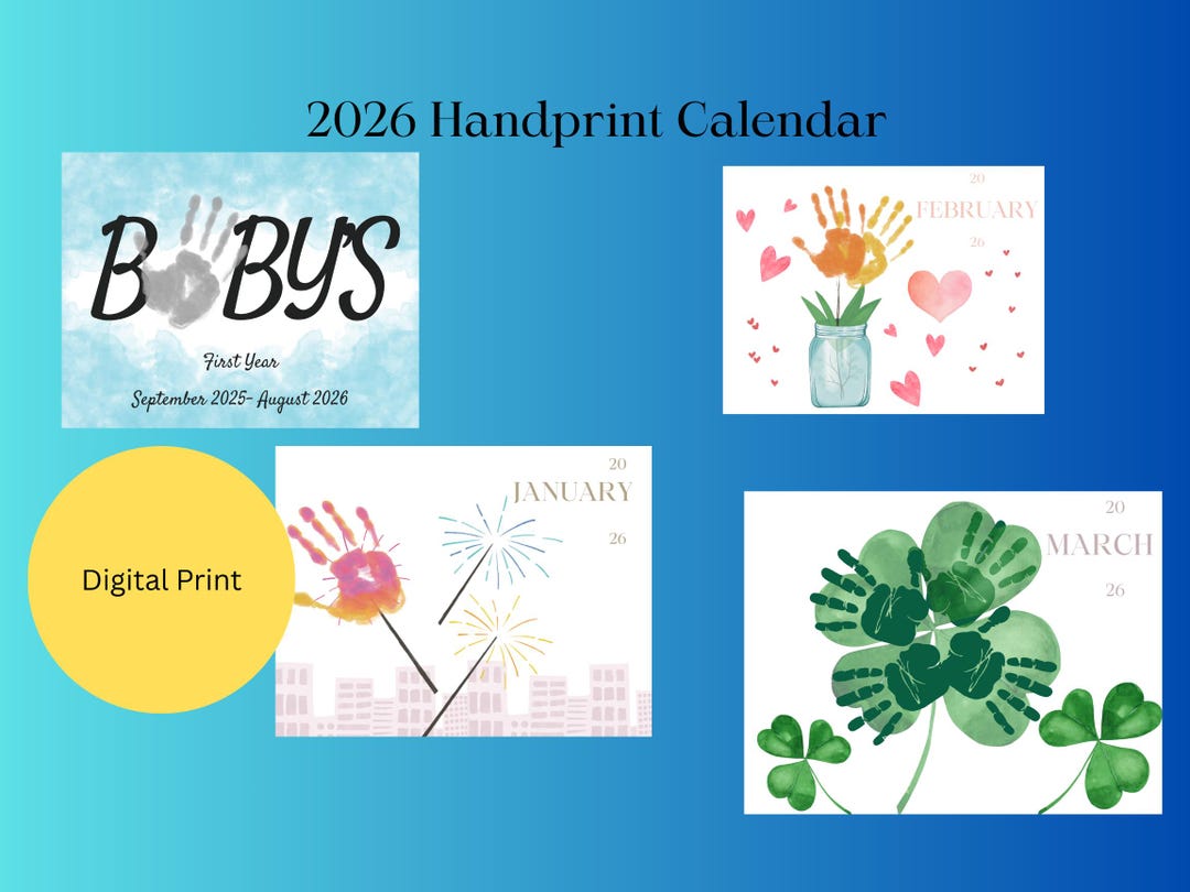 Baby's First Year Sept 2025-august 2026 DIY Handprint Calendar ...
