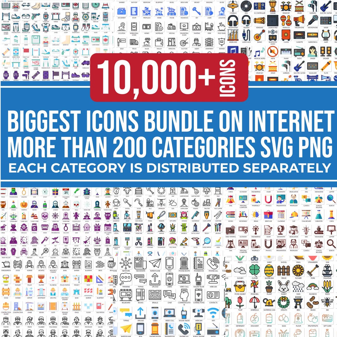 Biggest Icons SVG Mega Bundle - 10,000 + Icons, Icons PPT, Business ...
