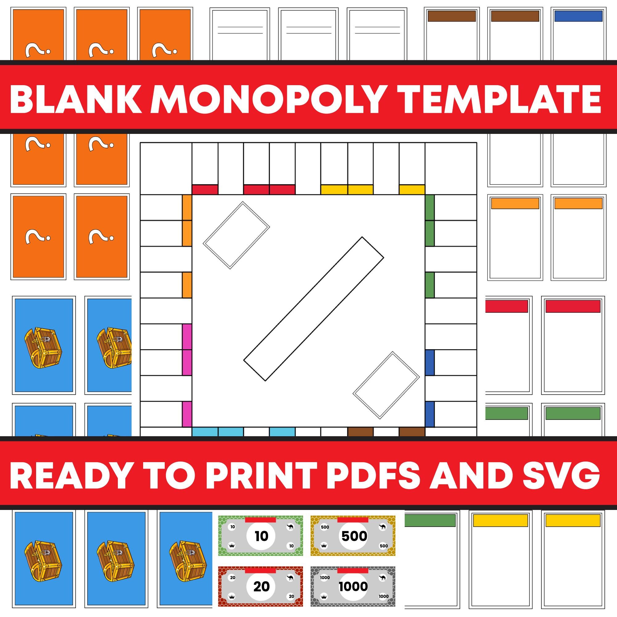 Blank Monopoly Template SVG | Monopoly Board Game Template PDF | Custom ...