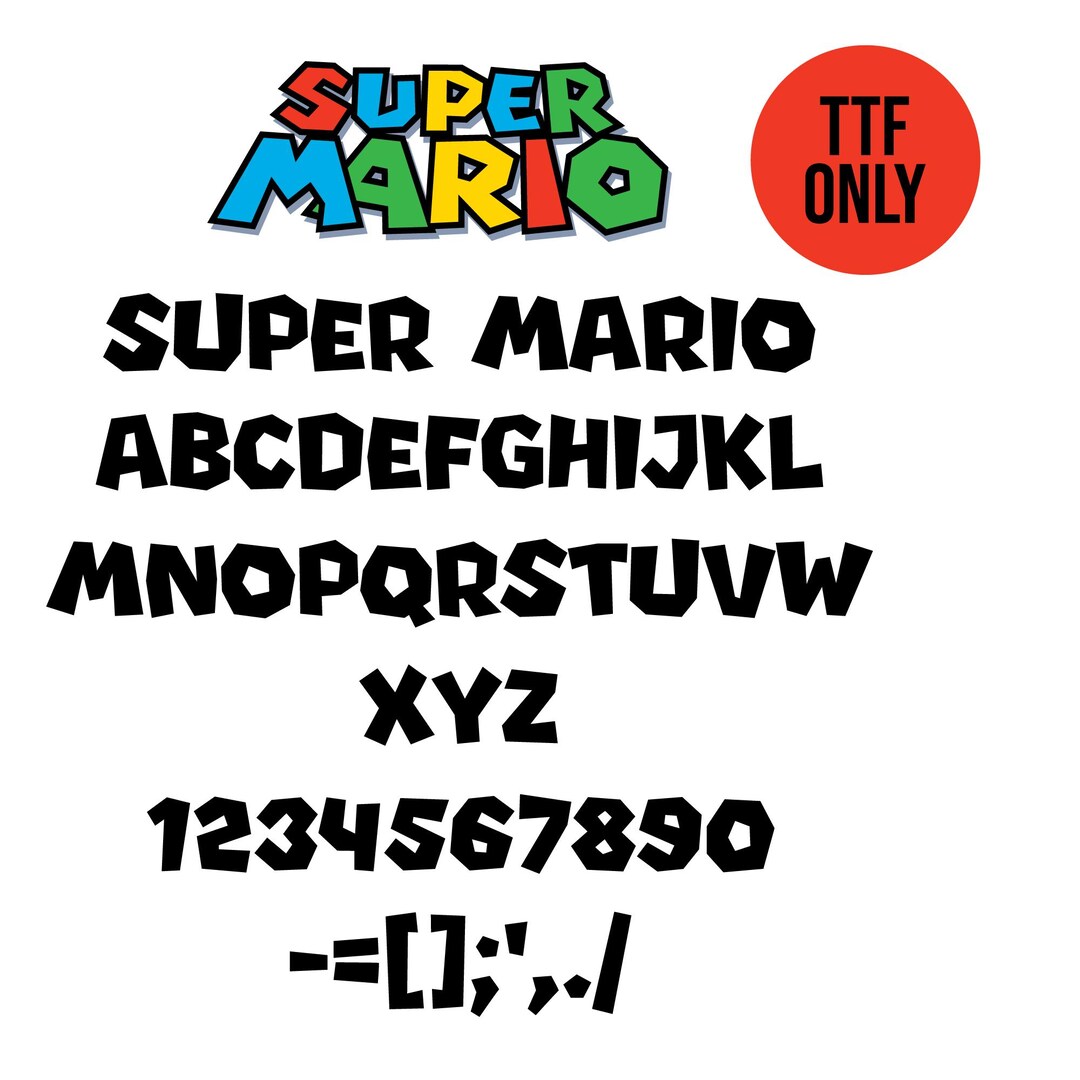 Super Mario Font TTF, Mario Bros Typography, Super Mario Cool Font ...