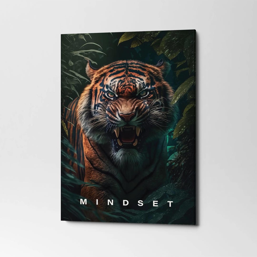 Tiger Mindset Motivational Poster Ready to Hang Canvas Wall Art - Etsy