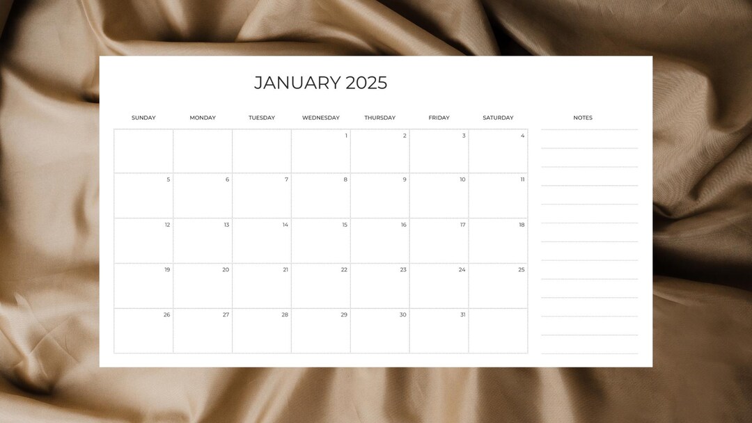2025 Monthly Calendar With Notes, Aesthetic Calendar, Minimalist ...