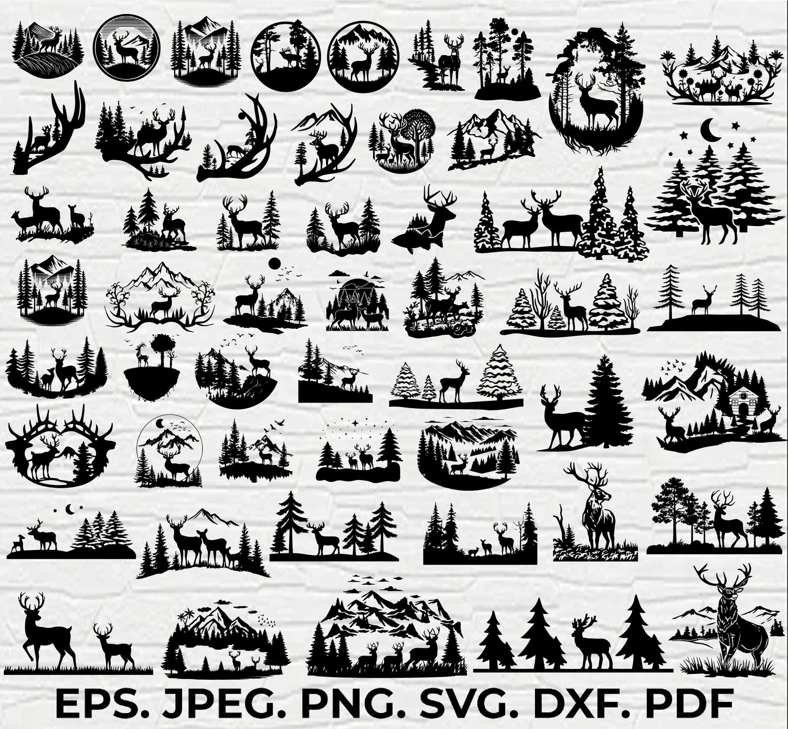 Deer in the Forest SVG, Forest Deer Svg, Deer Head Vector Svg Png File ...