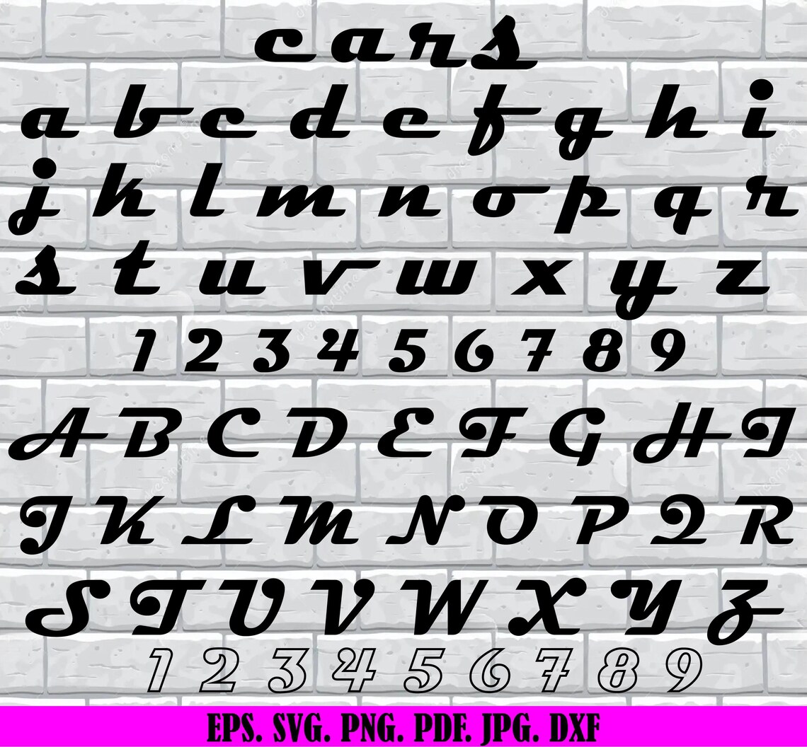 Cars Font SVG, Cars Alphabet SVG, Instant Download, Font SVG, Cars Svg ...