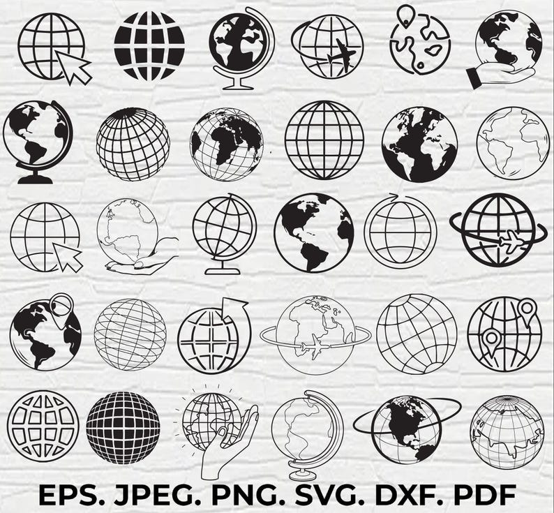 Globe Svg Bundle, Globe Svg Bundle, World Map Svg, World Globe Clipart ...