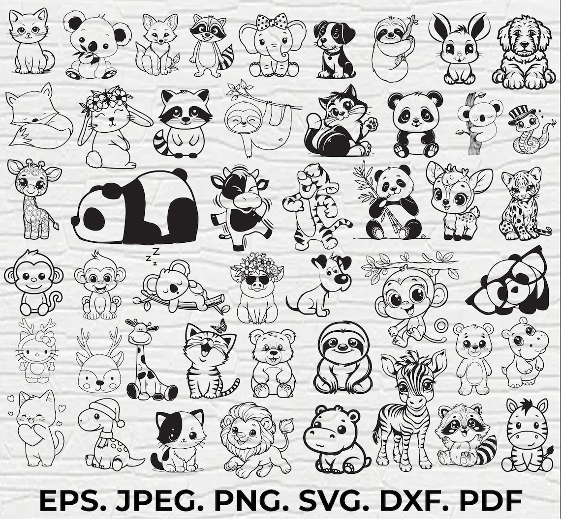 Animal Bundle SVG, Animal Hand Drawn Svg, Jungle Svg, Safari Animals ...