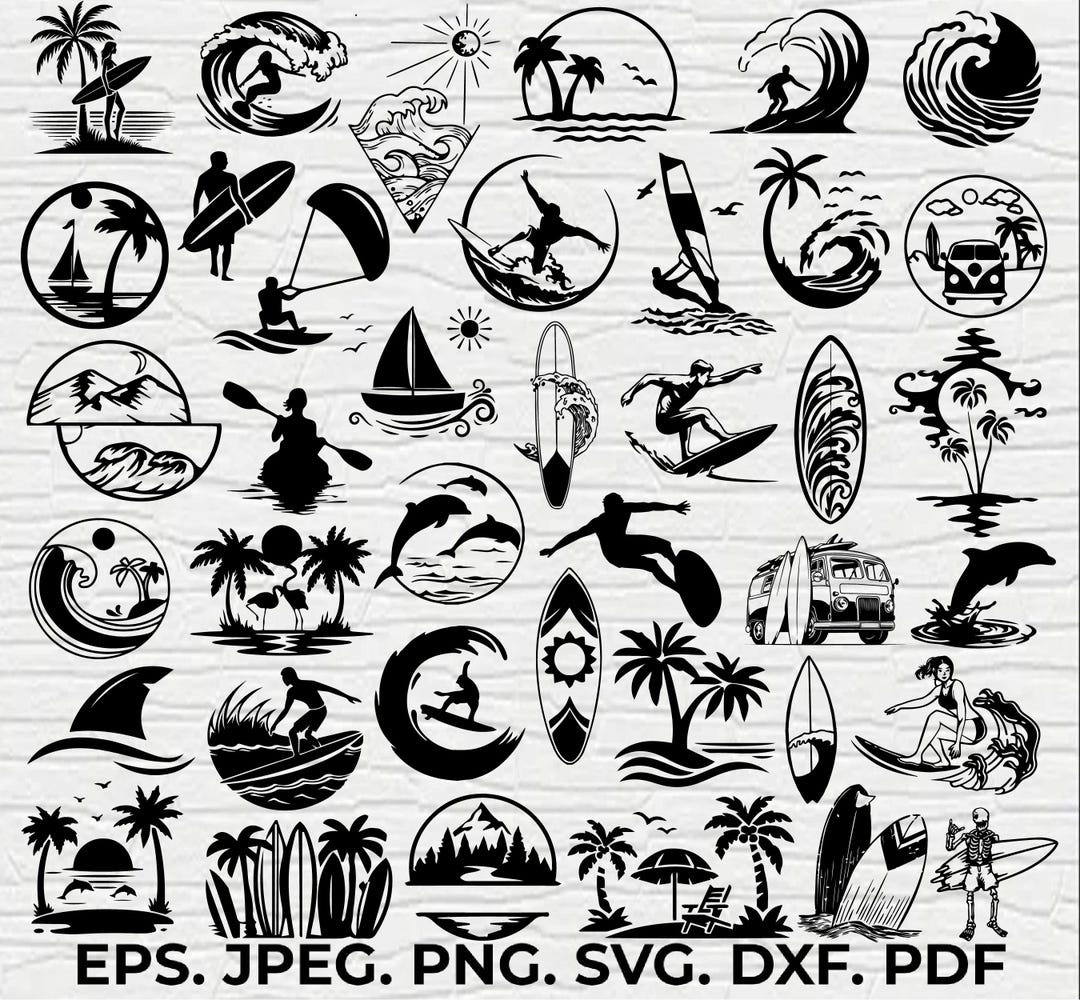 Surfing Svg Bundle, Surfing Png Bundle, Surfing Clipart, Surfing Cut ...
