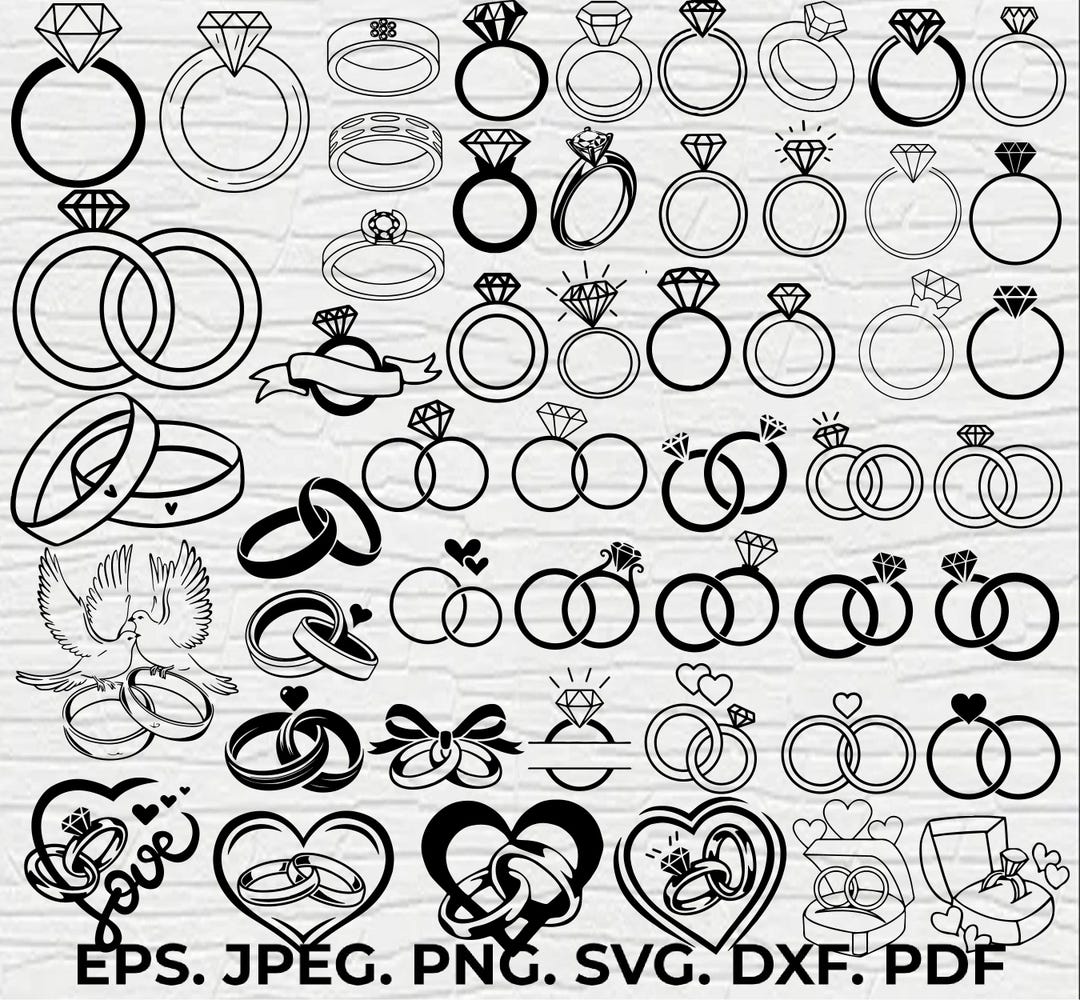 Wedding Ring SVG Files, Engagement Ring SVG Vector Files, Groom and ...