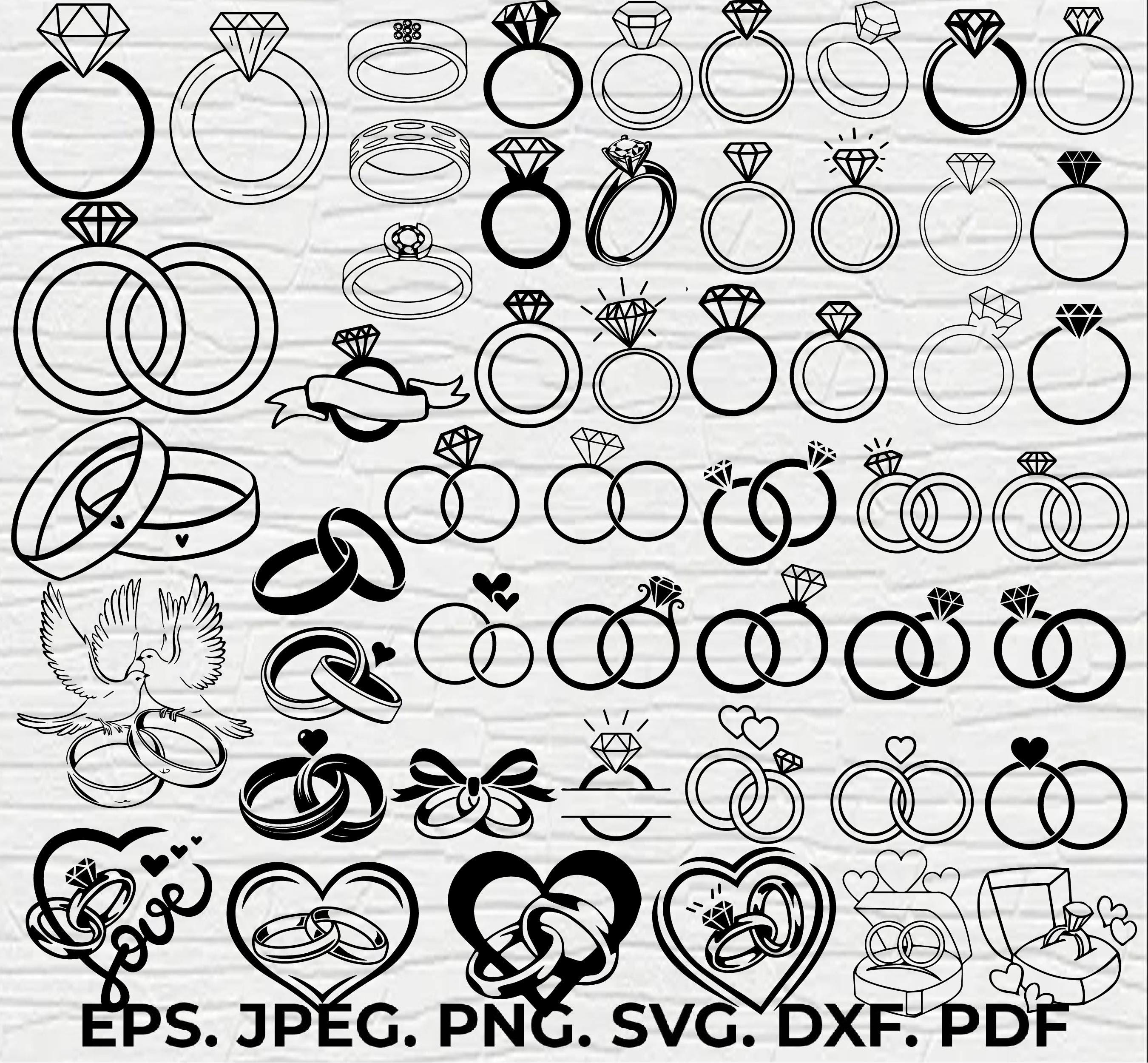 Wedding Ring SVG Files, Engagement Ring SVG Vector Files, Groom and ...