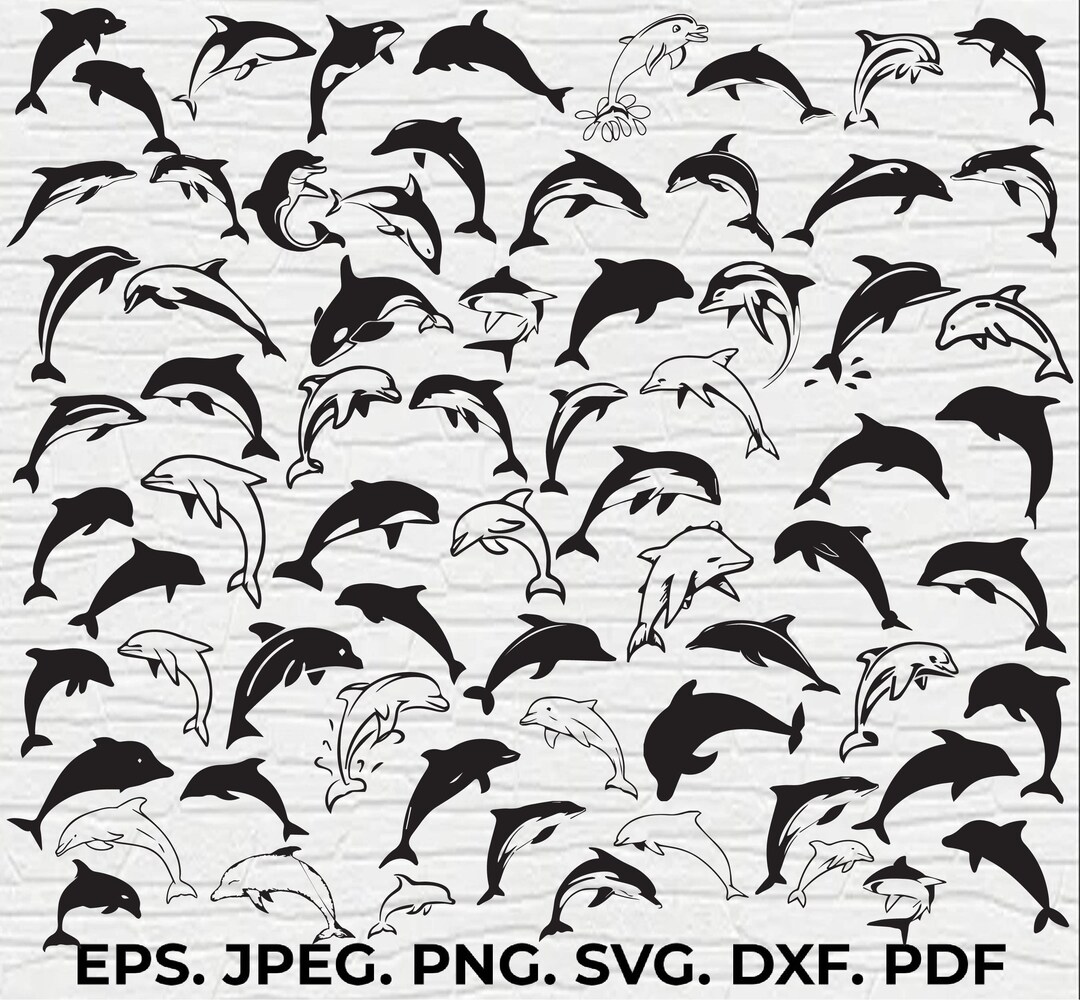 Dolphin Svg Bundle, Dolphin Clipart, Dolphin Silhouette, Dolphin Cut ...