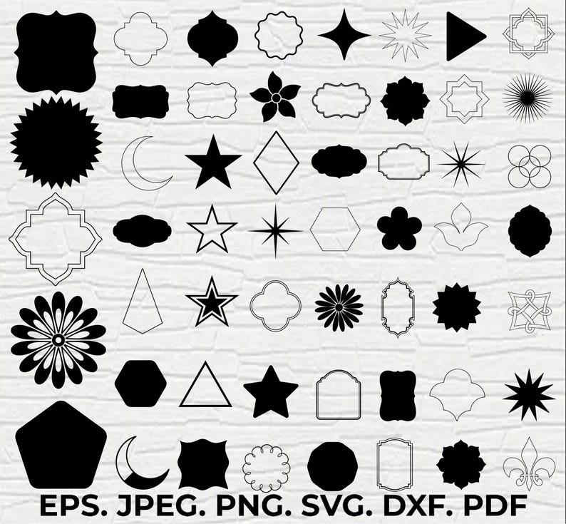 Basic Shape SVG Bundle Vol 1, Basic Shape PNG Bundle, Basic Shape Clipart, Tag Svg, Banner Svg ...