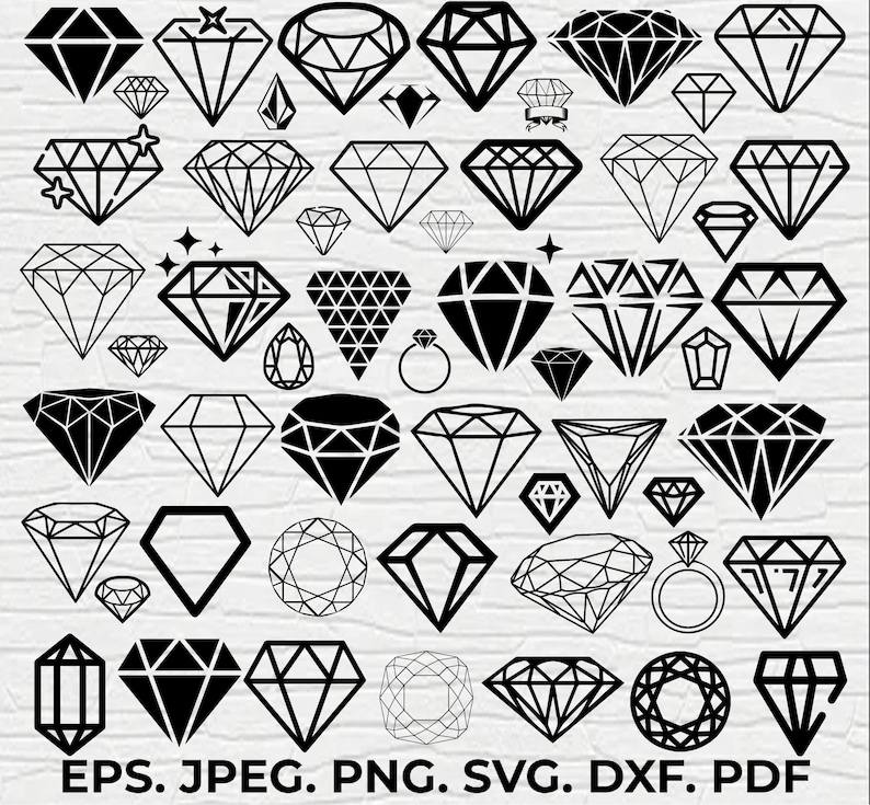 Diamond Svg Bundle, Diamond Png Bundle, Diamond Clipart, Diamond Cut ...
