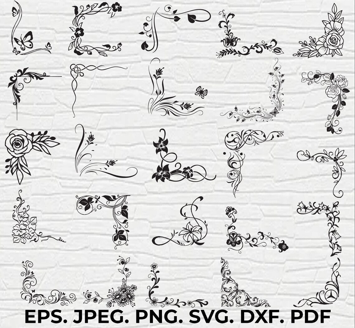 Flower Corner Svg Bundle, Flower Corner Clipart, Flowers Border Svg ...