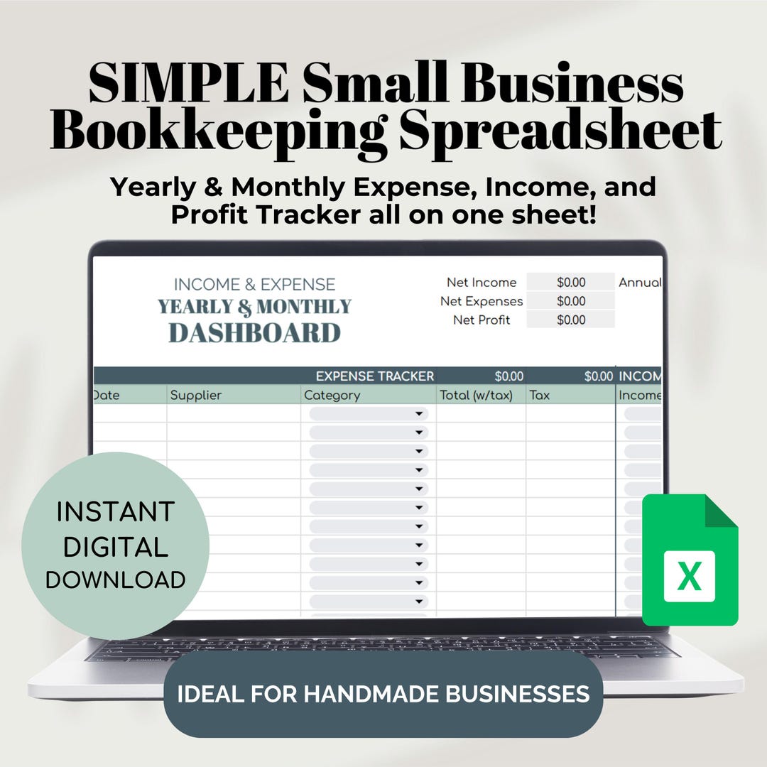 SIMPLE Small Business Bookkeeping Spreadsheet, Small Business ...