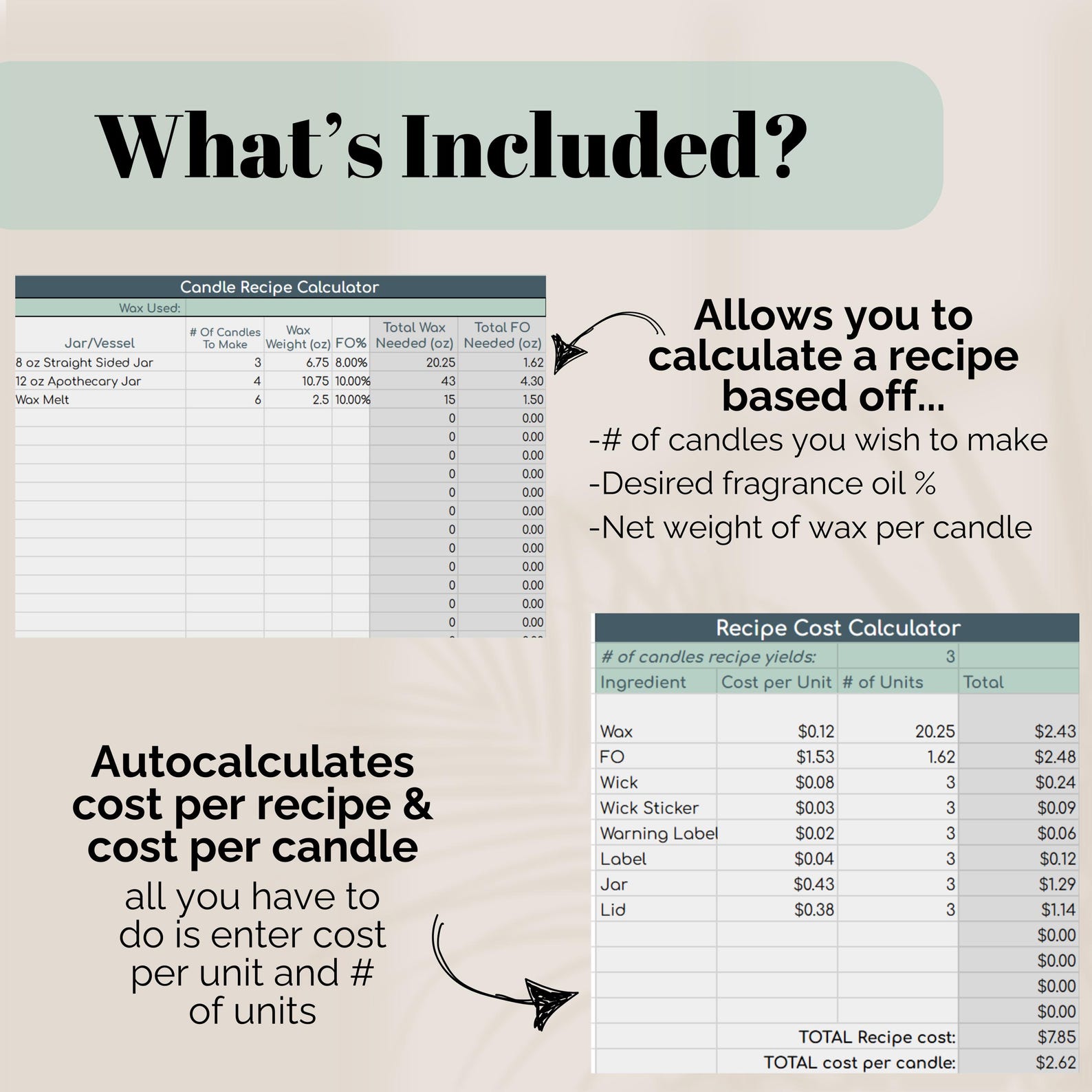 ALL-IN-ONE Candle Recipe Calculator Set, Product Profit Calculator ...