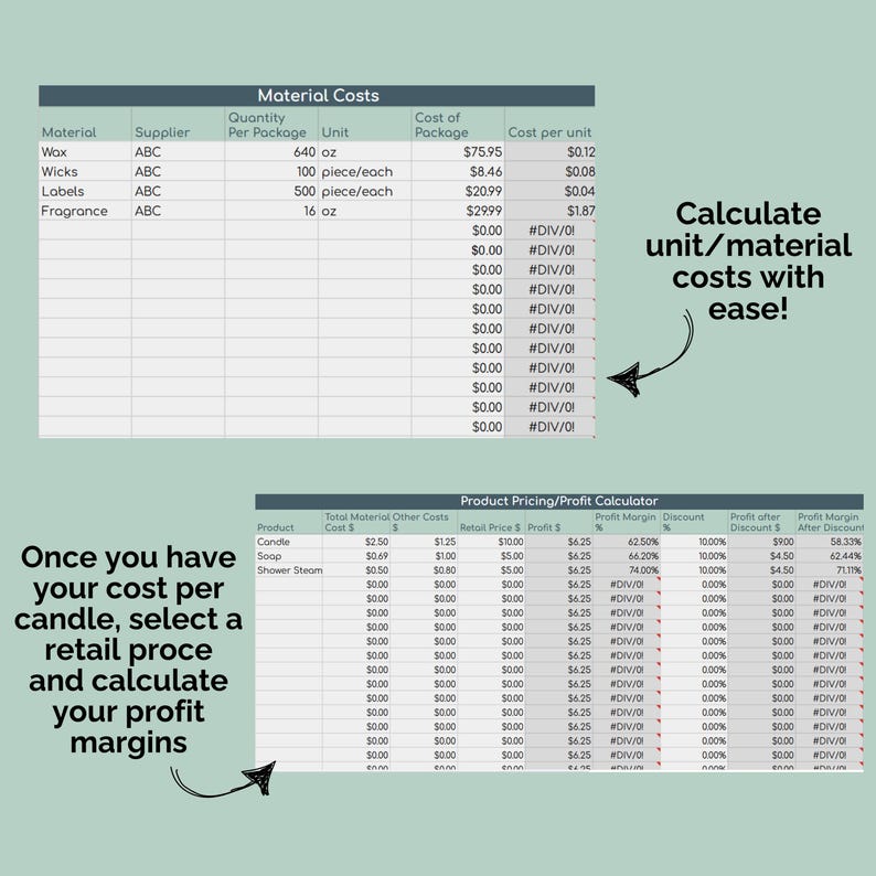 ALL-IN-ONE Candle Recipe Calculator Set, Product Profit Calculator ...