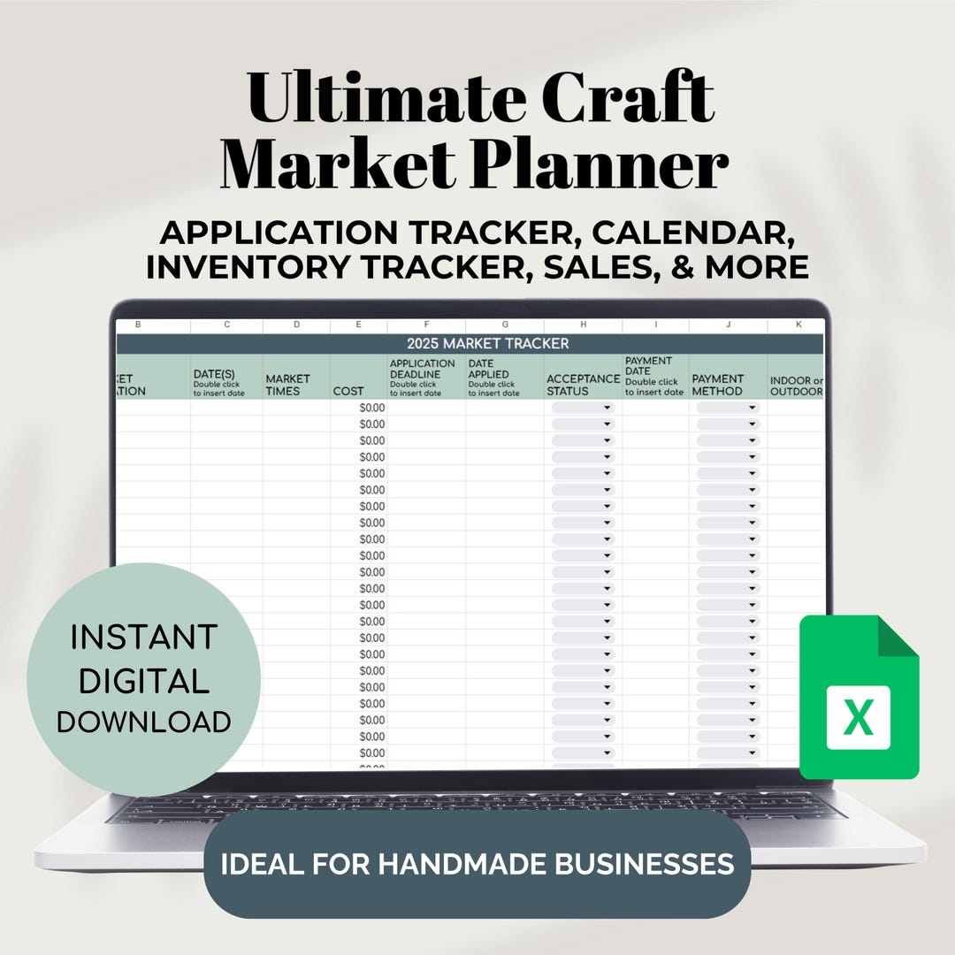 Ultimate Craft Market Planner Spreadsheet Digital Download, Craft Fair Organizer, Printable ...