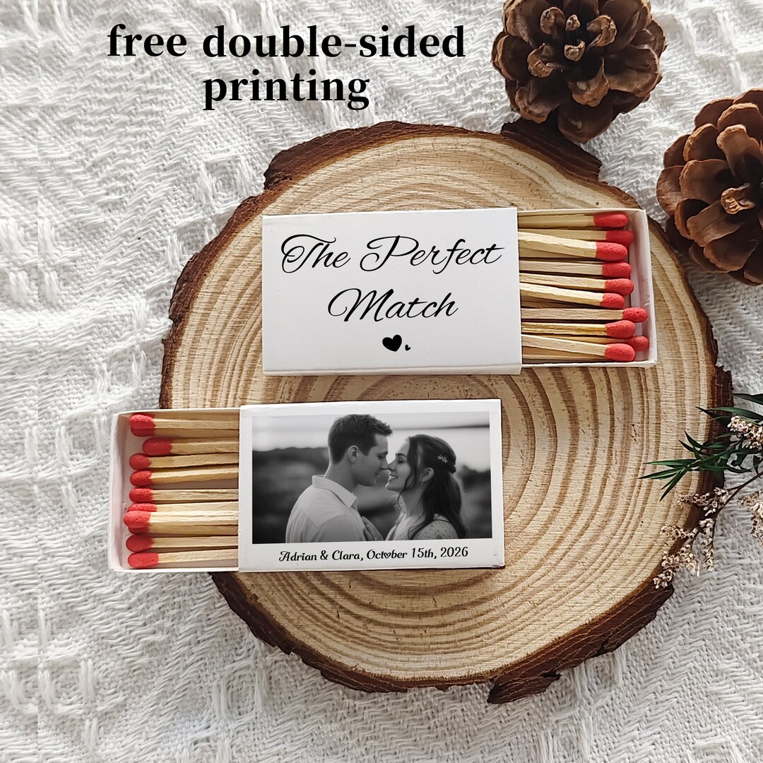 Custom Wedding Photo Matchboxes: Personalized Bulk Favors - Etsy