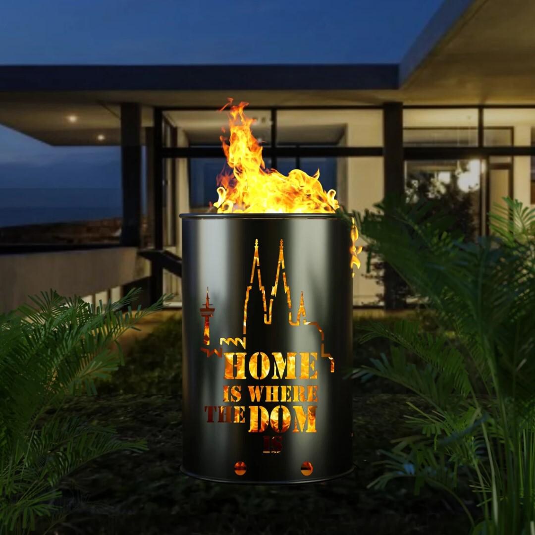 Fire Barrel Cologne 200 Liter Metal Barrel Custom Text Fireplace Fire ...