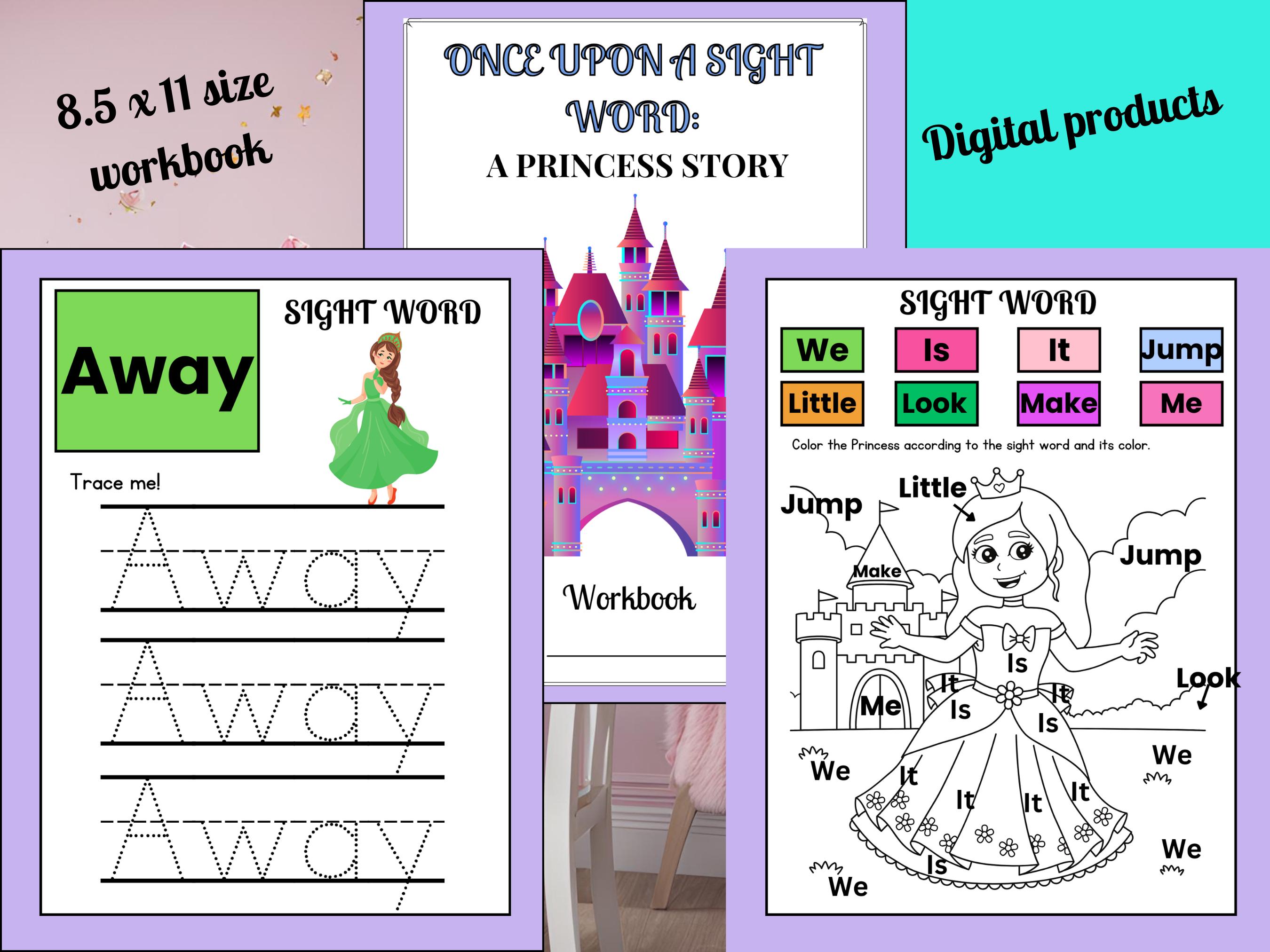 Princess Sight Word Adventure Bundle: Flashcards N Workbook for Fun ...