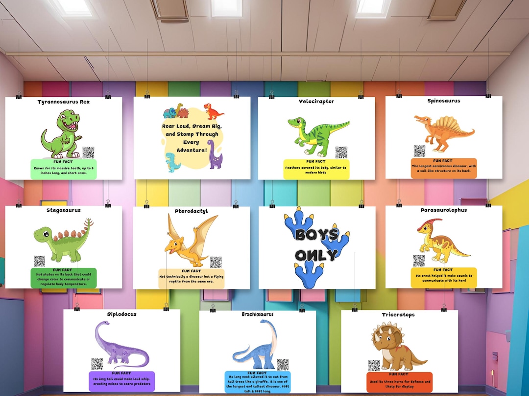 Interactive Dinosaur QR Code Poster for Kids | Fun and Educational | 11 ...