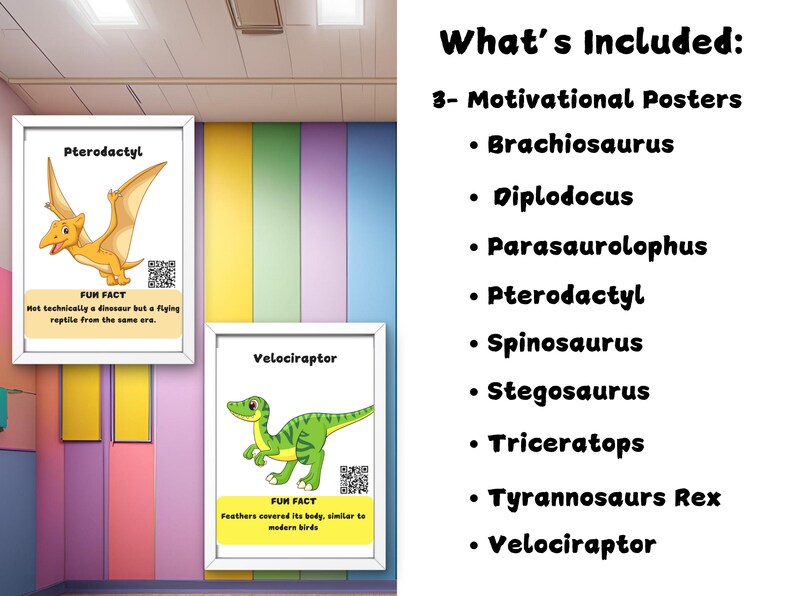 Interactive Dinosaur QR Code Poster: Educational Kids Decor (16x20) - Etsy