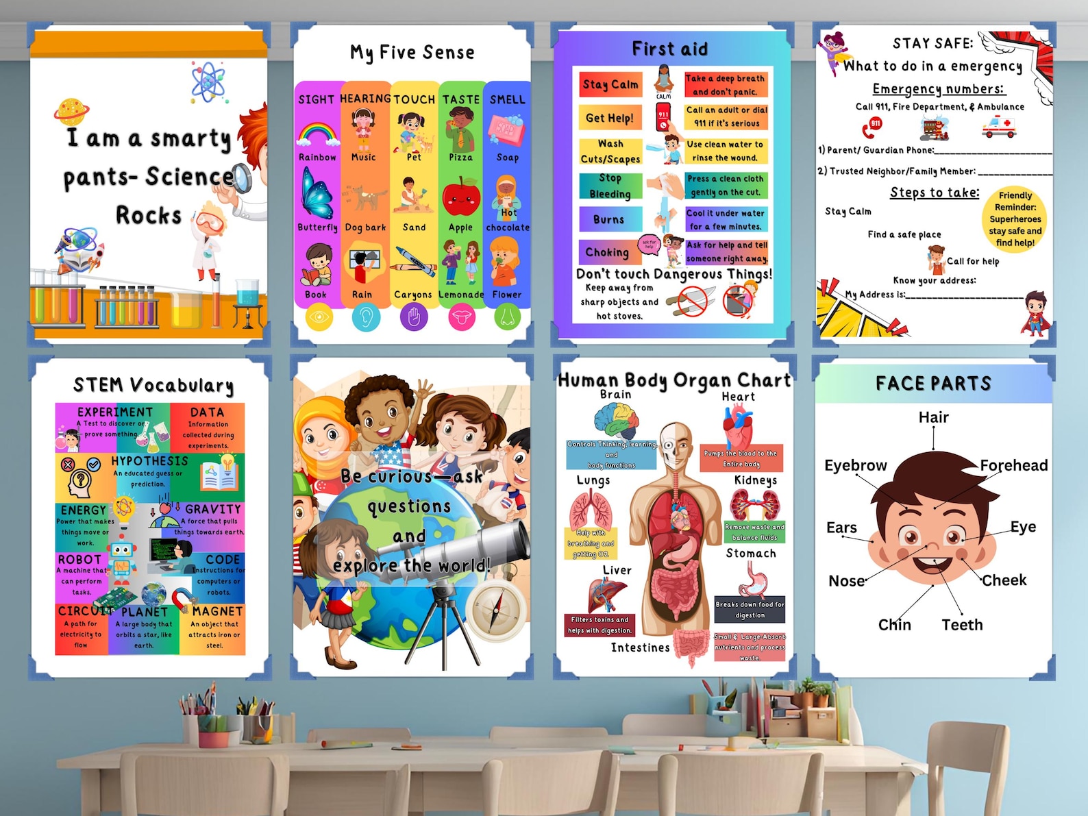 Science Posters for Kids: STEM Learning, Human Anatomy (PDF Set) - Etsy