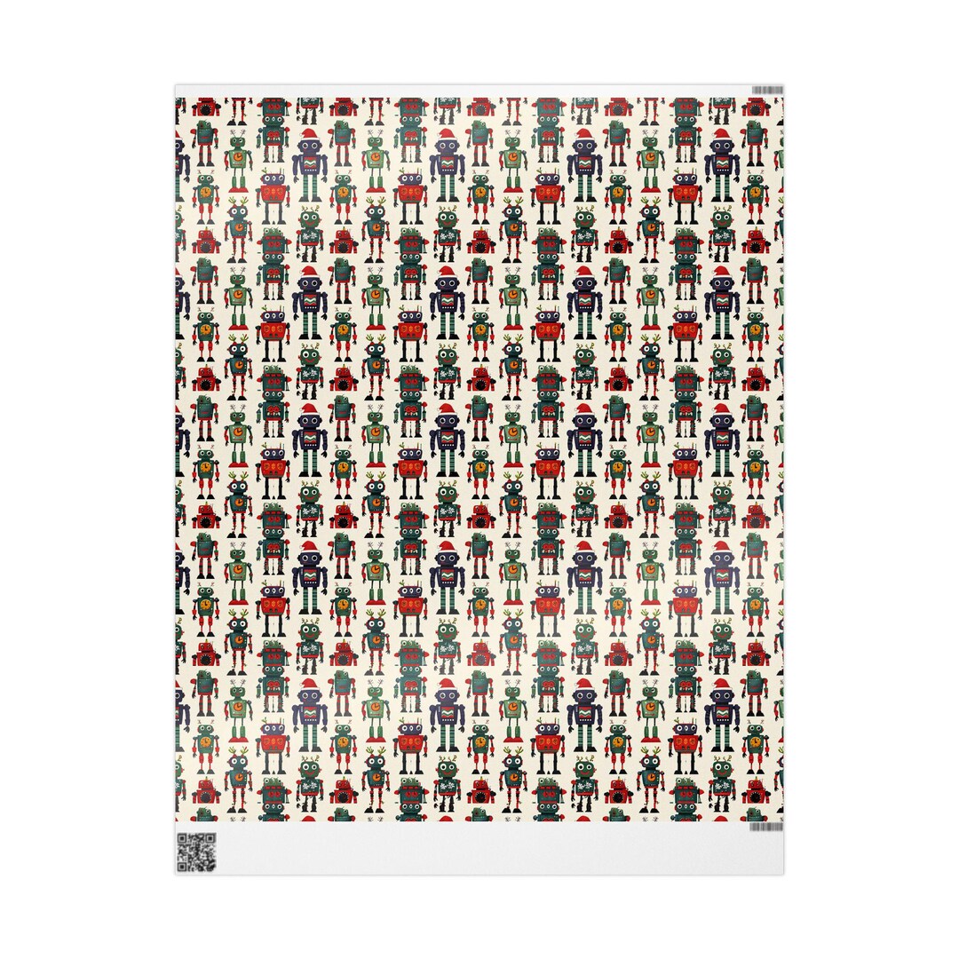 Christmas Robot Wrapping Paper Festive Gift Wrap for Holiday Presents ...