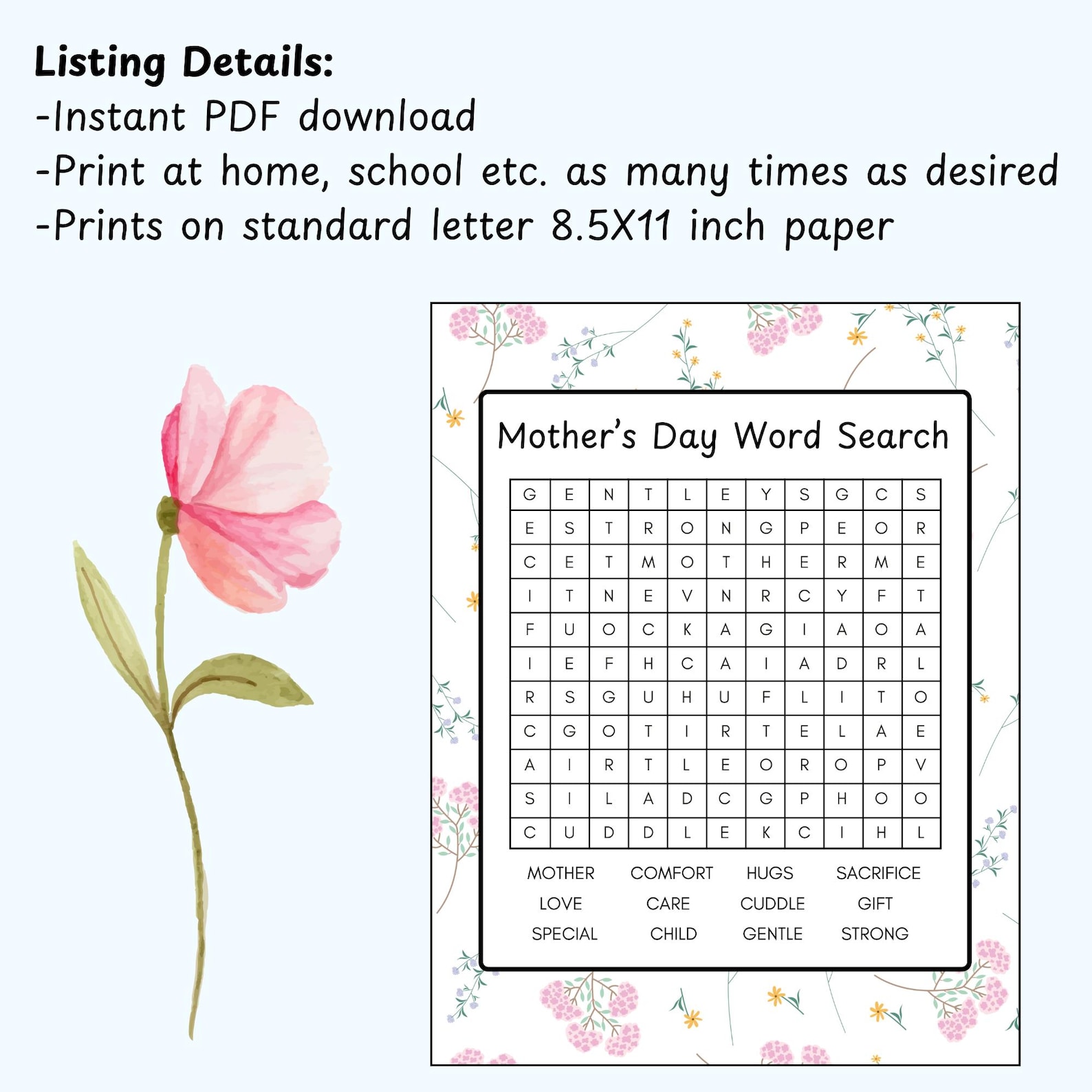 Mother’s Day Word Search - Printable Word Search- Kids Mother’s Day ...
