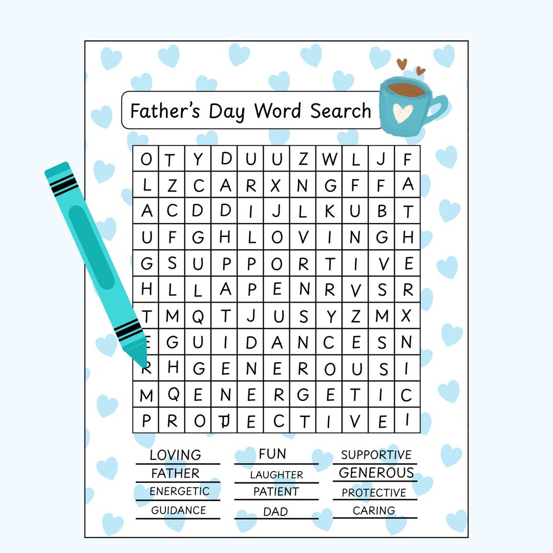 Fathers Day Word Search - Printable Word Search- Fathers Day Gift ...