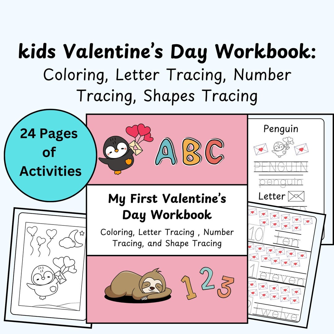 Valentines Day Workbook, Printable Valentines Day Activity, Preschool ...