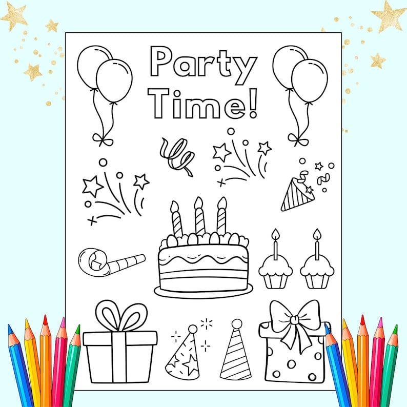Birthday Party Activity - Birthday Coloring, Birthday Party Coloring ...
