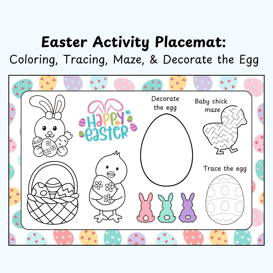 Easter Activity Placemat, Printable Easter Placemat, Easter Activity ...