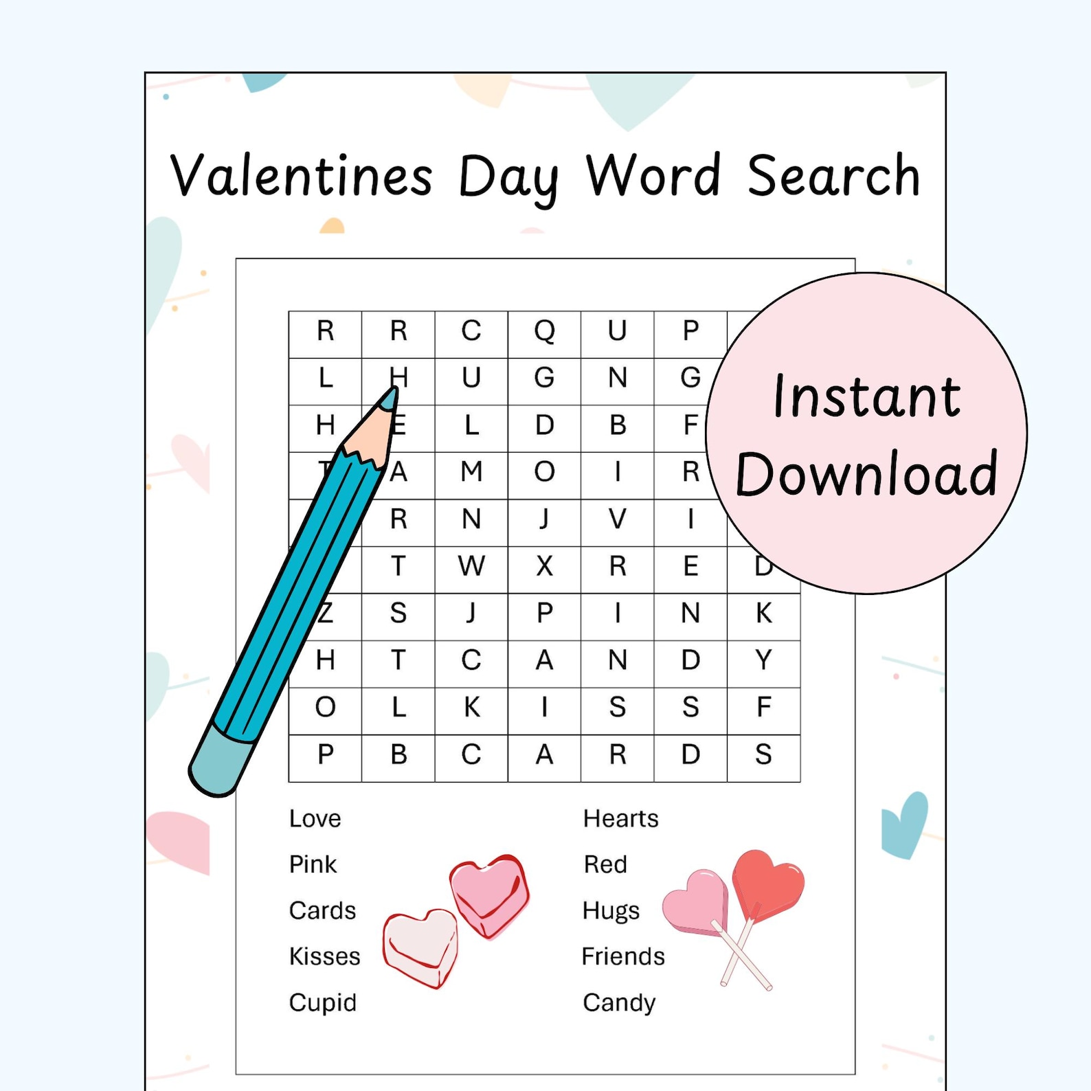 Valentines Day Word Search - Word Search for Kids - Printable ...