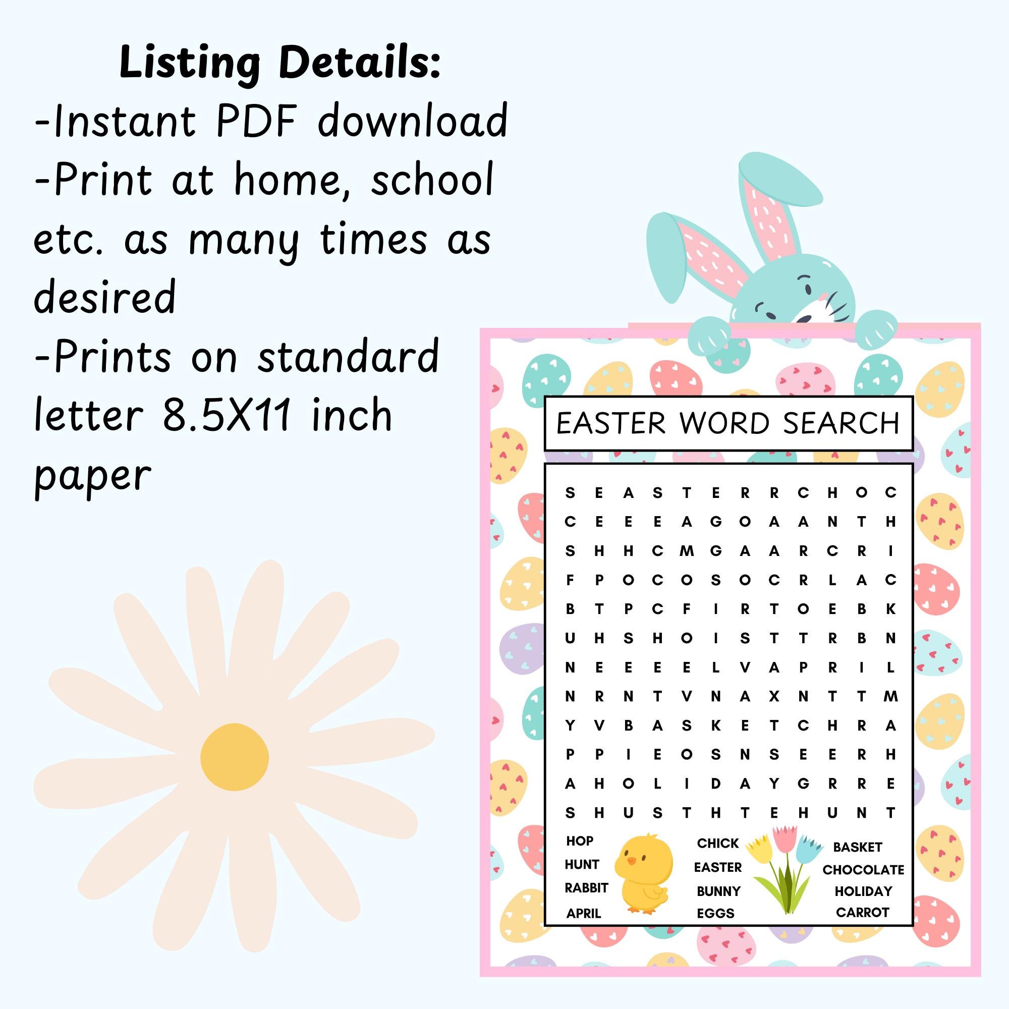 Easter Word Search - Word Search for Kids - Printable Easter Activity ...