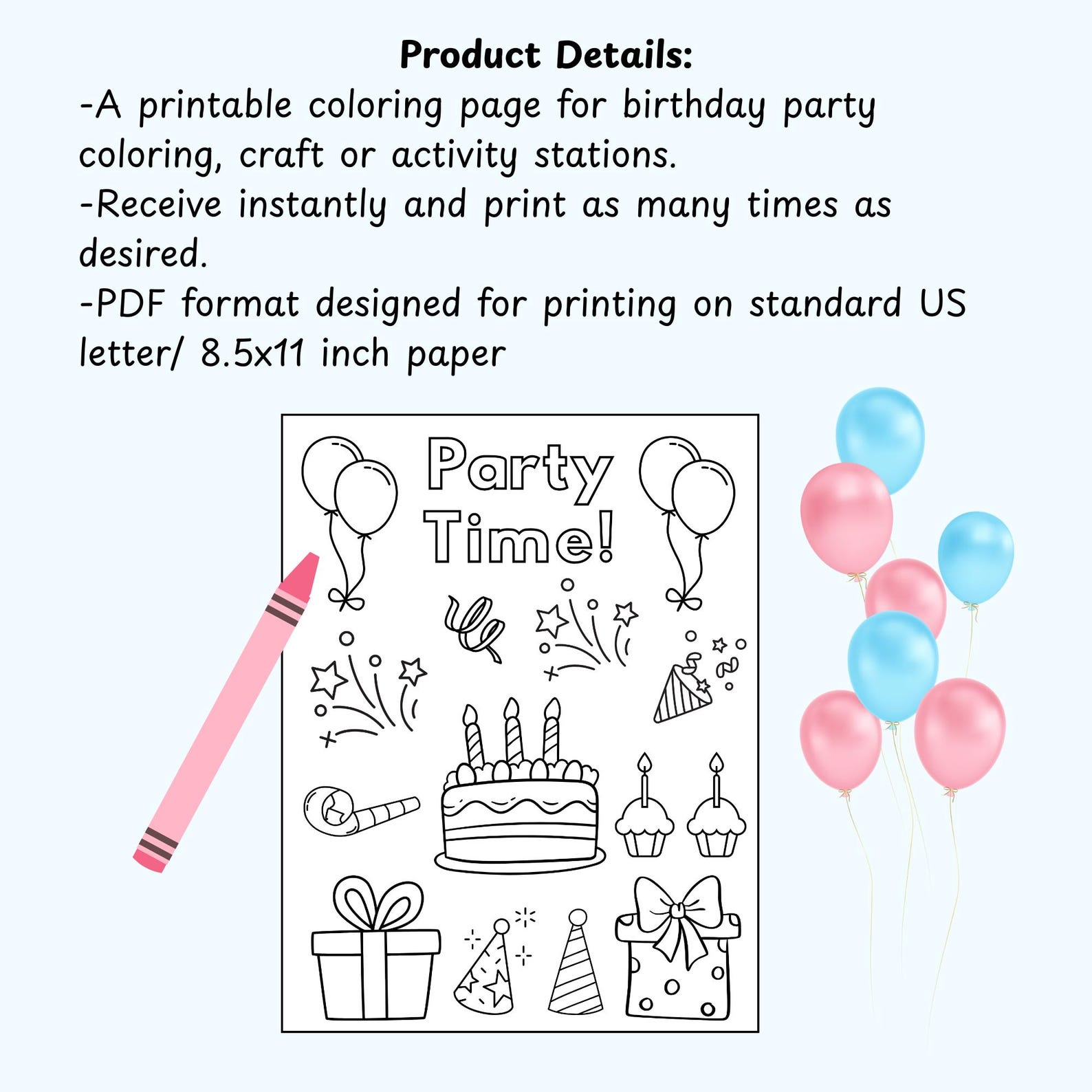 Birthday Party Activity - Birthday Coloring, Birthday Party Coloring ...