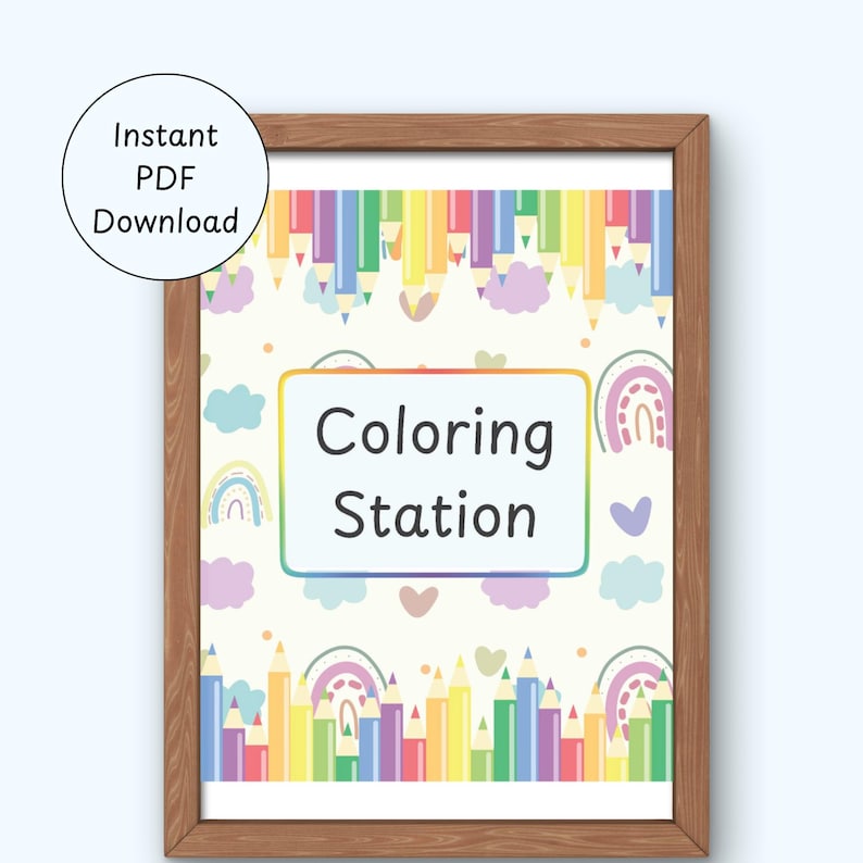 Coloring Station Sign - Kids Birthday Party Sign - Table Decor Birthday ...
