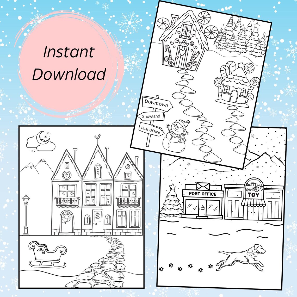 Christmas Towns, Coloring Pages, Adult Coloring, Christmas Coloring ...